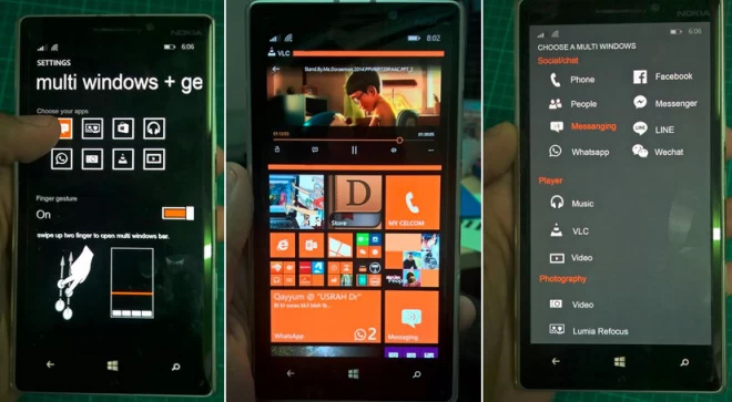 ลือภาพ Windows Phone แสดงการทำงานแบบ Multi-Window และ Multitasking