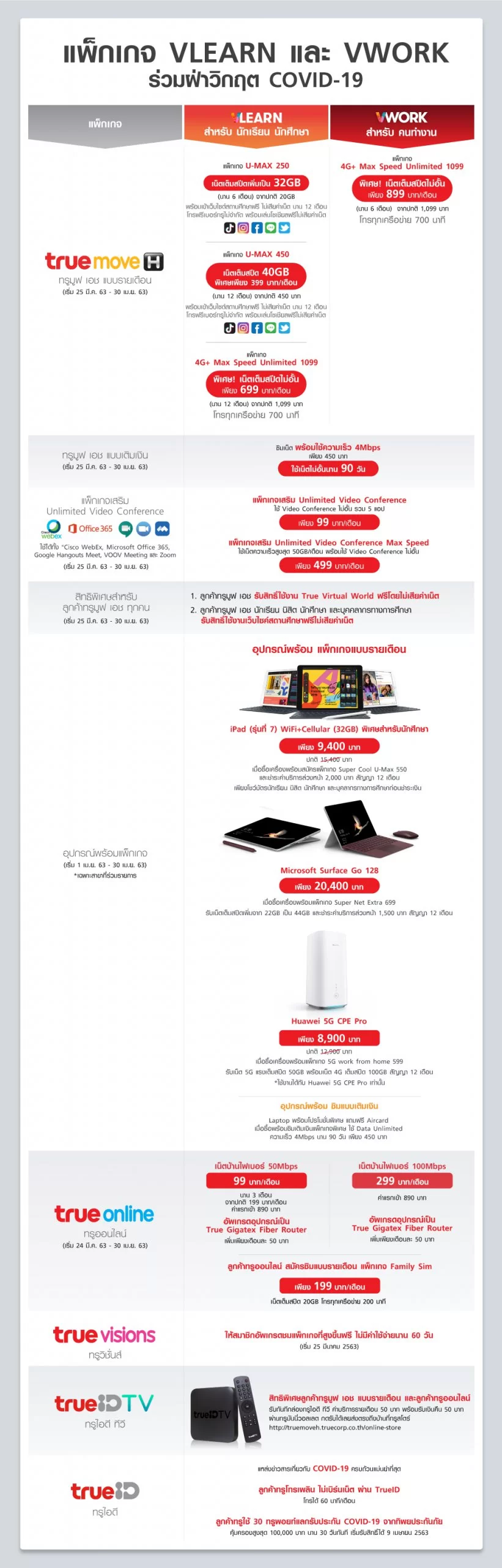 True เปิดแพ็กเกจพิเศษ VLEARN สำหรับนักเรียน นักศึกษา และ VWORK สำหรับคนทำงาน