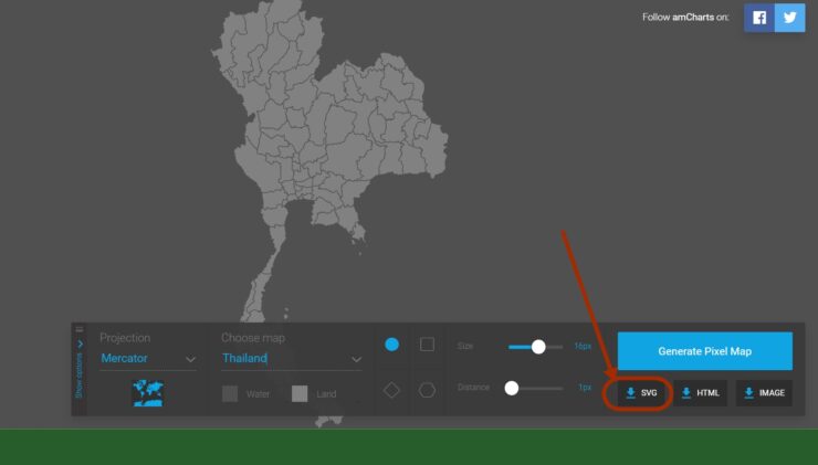 วิธีทำและดาวน์โหลดภาพ แผนที่จังหวัด,ประเทศ โดยใช้ Pixel Map