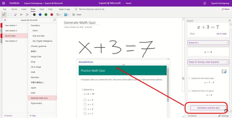 [How to] แนะนำ Math ใน OneNote แค่เขียนโจทย์ มันจะช่วยแก้ แสดงวิธีทำ ...
